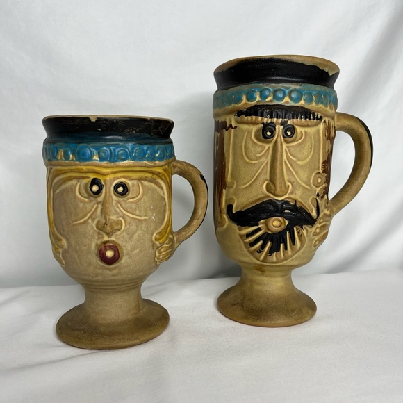 Pacific Stoneware- B. Welsh | Art | Vintage Bearded Man Face Woman Face ...